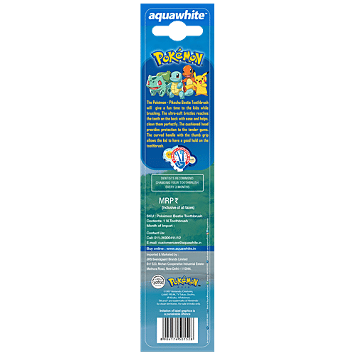 Buy Aquawhite Pokemon Bestie Kids Toothbrush For Age 3-14 Years Online ...