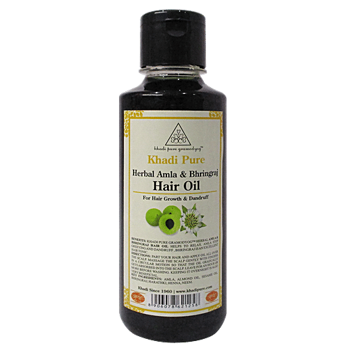 Buy Khadi Pure Herbal Amla & Bhringraj Hair Oil - For Hair Growth & Dandruff, Ayurvedic ...