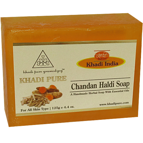Buy Khadi Pure Chandan Haldi Handmade Herbal Soap Online at Best Price ...