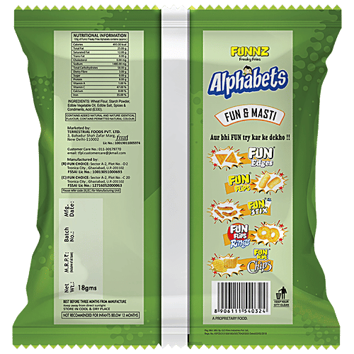 Buy Fun Flip Funnz Freaky Fries - Alphabets, Delicious Flavours Online ...
