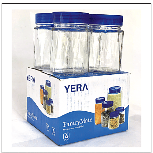 Buy Yera Pantry/Cookie/Snacks Glass Jar With Blue Lid Online at Best ...