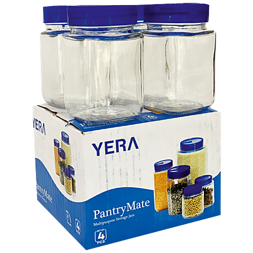 Buy Yera Pantry/Cookie/Snacks Glass Jar With Blue Lid Online at Best ...
