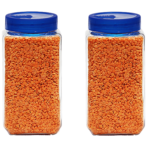 Buy Yera Glass Jar - With Blue Lid, Square, Pantry/Cookie/Snacks Online ...