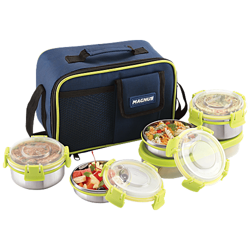 Buy Magnus Steel Lunch Box/Tiffin Set With Bag - Klip Lock Online at ...