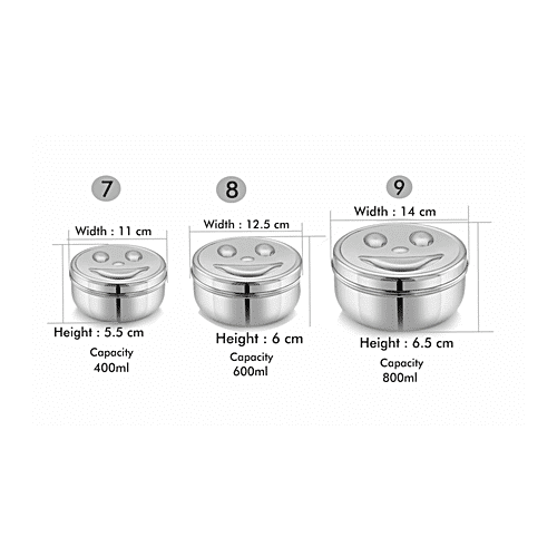 Buy Neelam Steel Smiley Puri Dabba/Container Set With Lid Online at ...