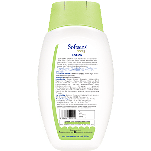 Buy Softsens Softsens Baby Lotion - REG, BT Online at Best Price ...