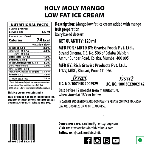 Buy THE BROOKLYN CREAMERY Holy Moly Mango MF Ice Cream Online at Best ...