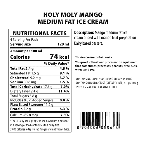 Buy THE BROOKLYN CREAMERY Holy Moly Mango Ice Cream Online at Best ...