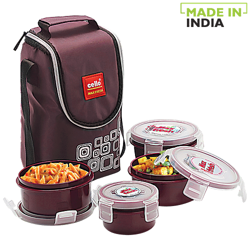Buy Cello Max Fresh New Click Plastic Lunch Box - Brown Online at Best ...