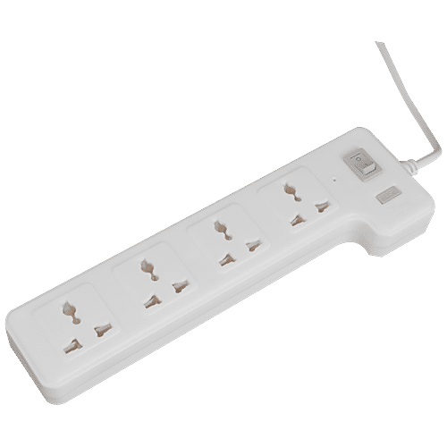 Buy Syska 4 Socket Power Strip/Cord With 2.5 Metre Wire - White(SSK-EBS ...
