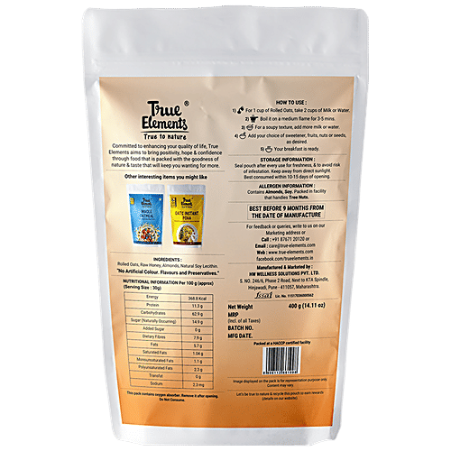Buy True Elements Rolled Oats Honey & Almonds Online at Best Price ...