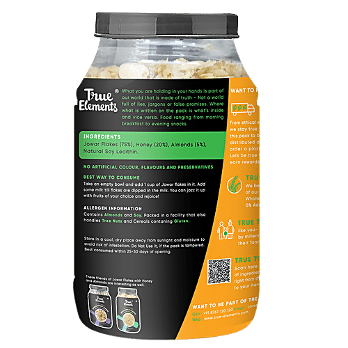 Buy True Elements Whole Jowar Flakes - Honey & Almonds, Ready To Eat ...