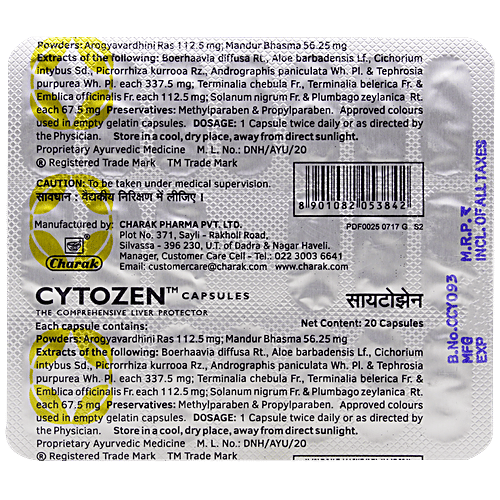 Buy Charak CYTOZEN Capsules - The Comprehensive Liver Protector Online ...