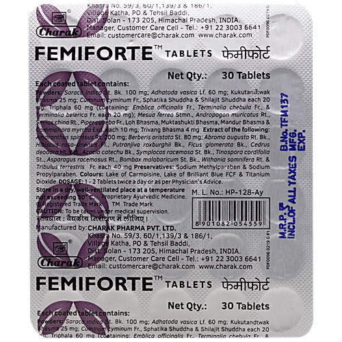 Buy Charak FEMIFORTE Tablets - A Safe & Effective Approach For ...
