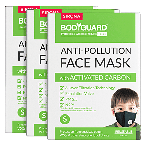 Buy Bodyguard Cotton Reuseable Mask (Black, With Valve, Pack of 3) for ...