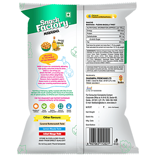 Buy SNACK FACTORY Makhana - Pudina Masala Twist Online at Best Price of ...