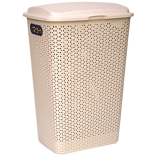 Buy Princeware Juliet Plastic Laundry Basket With Mat Design 53 Litre ...