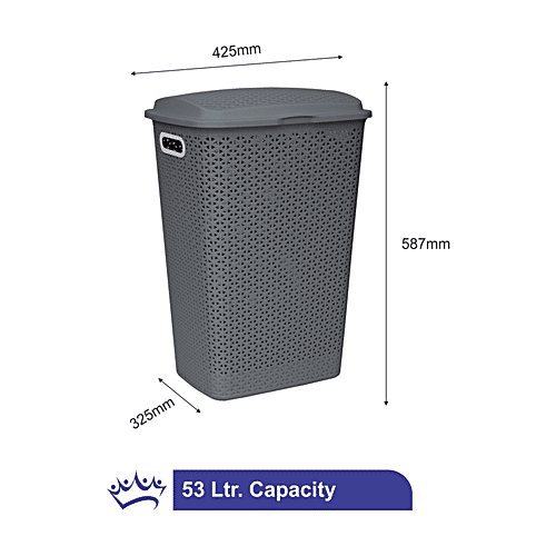 Buy Princeware Juliet Plastic Laundry Basket With Mat Design 53 Litre ...