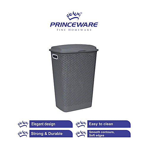 Buy Princeware Juliet Plastic Laundry Basket With Mat Design 53 Litre ...