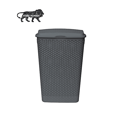 Buy Princeware Juliet Plastic Laundry Basket With Mat Design 53 Litre ...