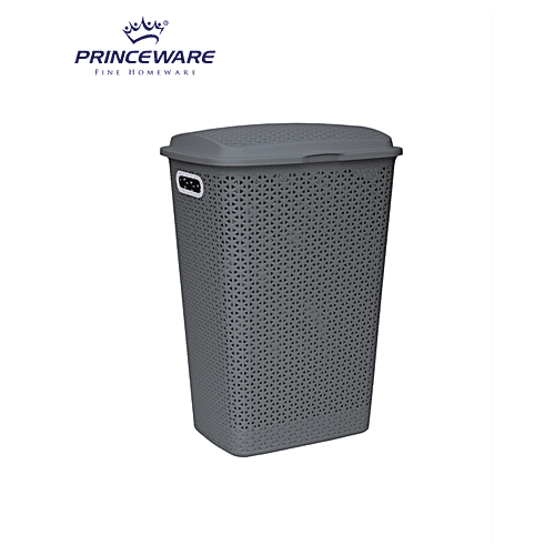 Buy Princeware Juliet Plastic Laundry Basket With Mat Design 53 Litre ...