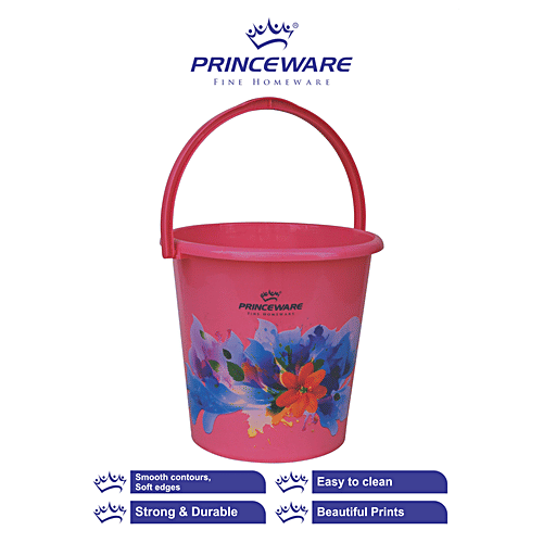 Buy Princeware Plastic Bucket - Sturdy, For Bathing/Cleaning, Super ...