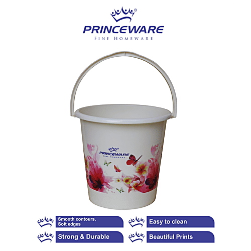 Buy Princeware Super Deluxe Plastic Bucket- For Bathing/Cleaning, With ...
