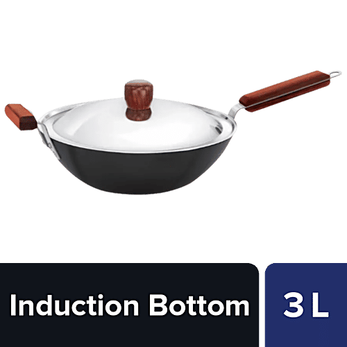 Buy Hawkins Futura Non-Stick Stir Fry/Wok Pan Flat Bottom with Steel ...