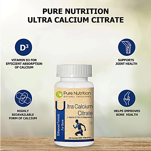 Buy Pure Nutrition Ultra Calcium Citrate - 1250 Mg With Vitamin D Zinc ...