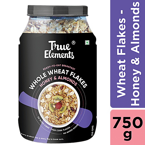 Buy True Elements Whole Wheat Flakes - Honey & Almonds, Dietary Fibre ...