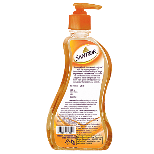 Buy Santoor Gentle Handwash - Classic, Tough On Germs Online at Best ...
