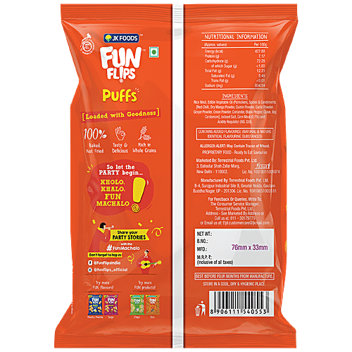 Buy Fun Flips Puffs - Masala, Baked & Crunchy, Healthy Snacks Online at ...