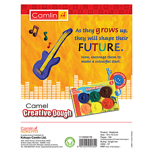 Buy Camlin Small Soft Cover Single Line Design Notebook - 164 Pages ...