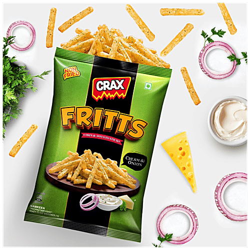 Buy Crax Fritts - Cream & Onion, Corn & Potato Sticks, Non-fried, Yummy ...