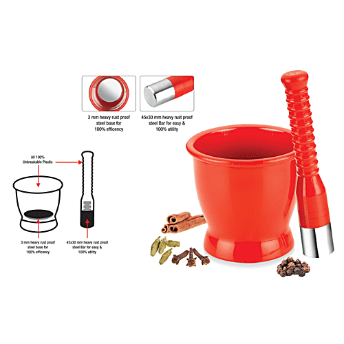 Buy Ritu Ritu mortar-pestle-set-khalbatta-assorted-colour-Red/Blue 1 pc ...