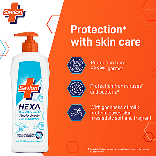 Buy Savlon Hexa Advanced Body Wash with Milk Protein,Shower Gel for ...
