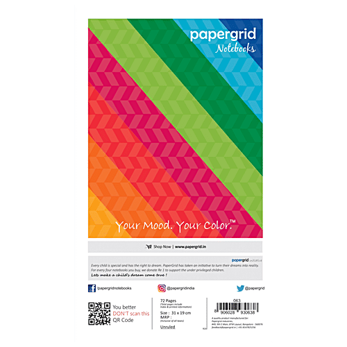 Buy Papergrid Long Notebook - Unruled, 72 Pages, Soft Cover Online at ...