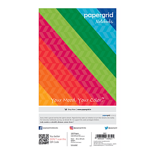Buy Papergrid Long Notebook - Unruled, 160 Pages, Soft Cover Online at ...