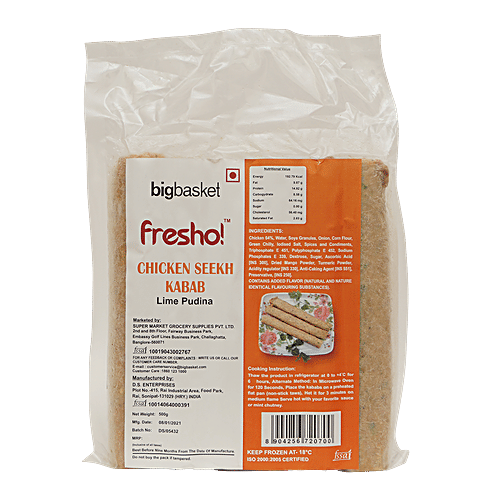 Buy Fresho Chicken Seekh Kabab Lime N Pudina Online at Best Price of Rs ...
