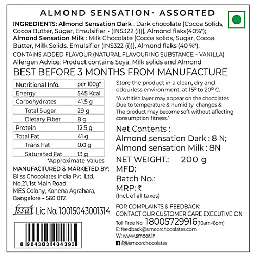 Buy Smoor Almond Sensation Chocolate - Assorted, Rich In Antioxidants ...