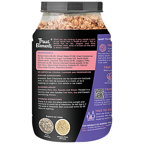 Buy True Elements Baked Granola - Almonds & Dark Chocolate, Rich In ...