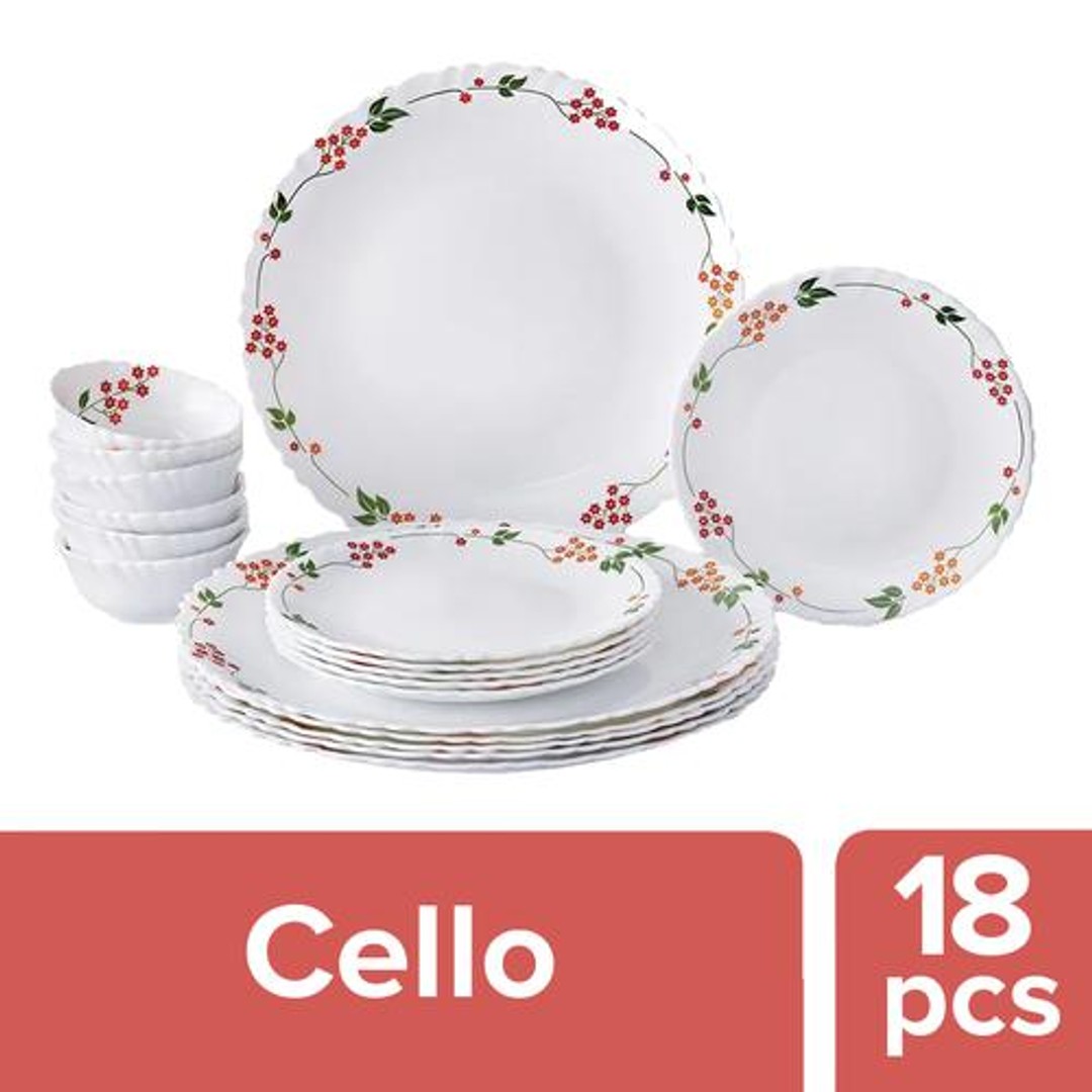 Buy Cello Cello Dinner Set - Opalware, Secret Garden, Dazzle, White ...