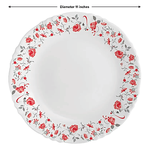 Buy Cello Dinner Plates - Opalware, Red Rose, White Online at Best ...