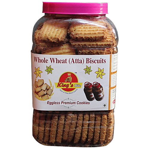 Buy King's Bite Whole Wheat (Atta) Biscuits - Eggless Premium Cookies ...