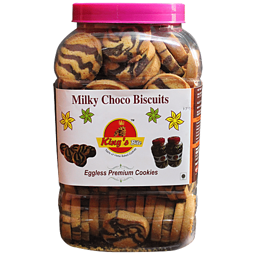 Buy King's Bite Milky Choco Biscuits - Eggless Premium Cookies Online ...