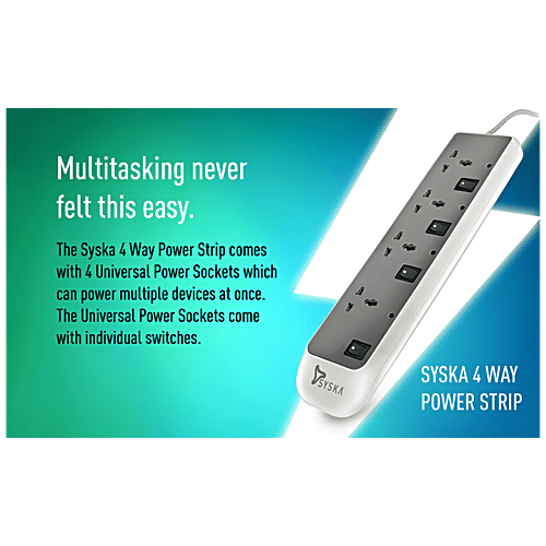 Buy Syska 4 Socket Power Strip/Cord - With 2.5 Metre Wire Online at ...