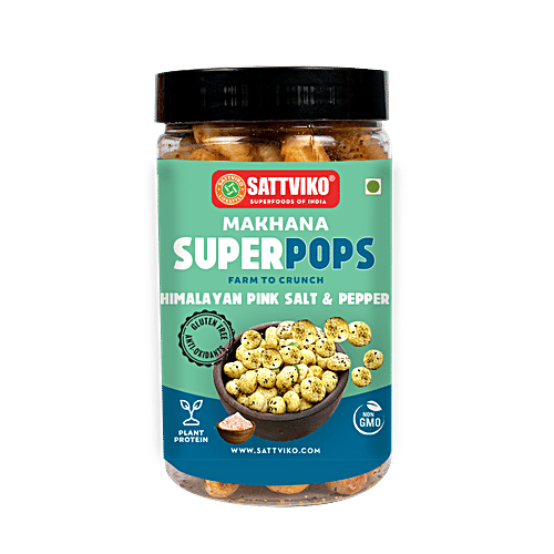 Buy Sattviko Makhana SuperPops - Rock Salt & Pepper Jar Online at Best ...