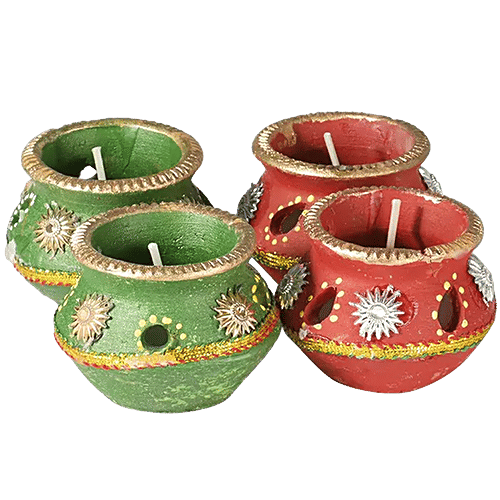 Buy DP Wax Diya - Designer Matki, Assorted Colour, ED10 Online at Best ...