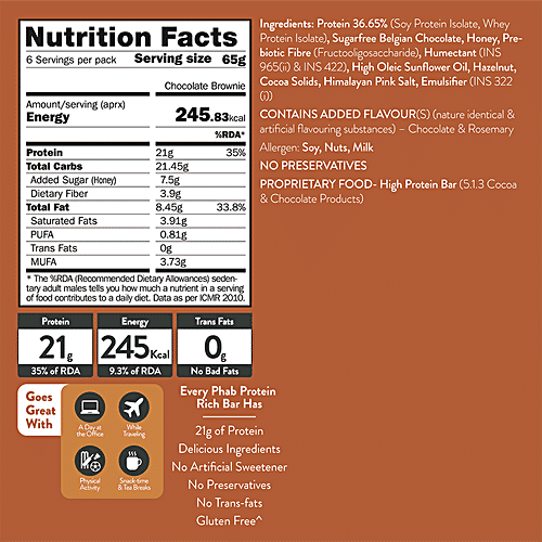 Buy Phab Protein Bar - Chocolate Brownie Online at Best Price of Rs 120 ...