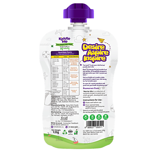 Buy KiddleMe Squeezy Kids Snack - Guava, Beetroot, Oats in Yogurt ...